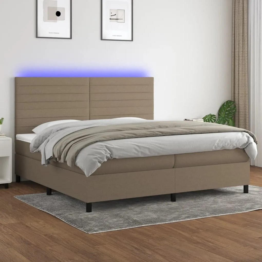 Box spring postel s matrací a LED taupe 120x190 cm textil