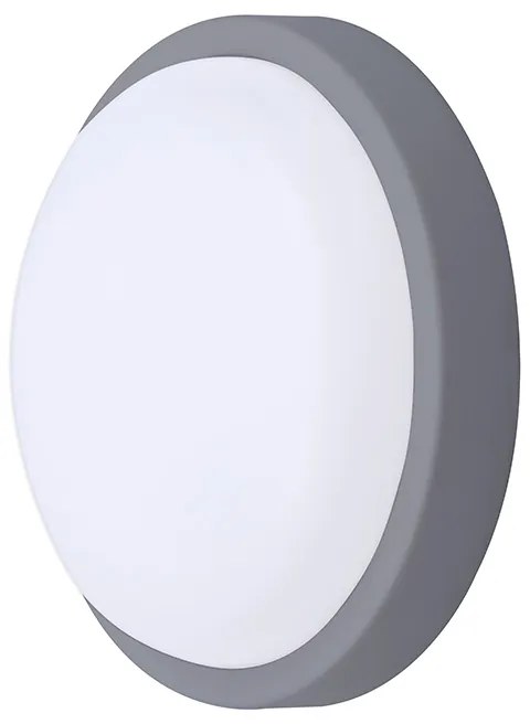 Solight LED venkovní osvětlení kulaté, 13W, 910lm, 4000K, IP54, 17cm, šedá barva