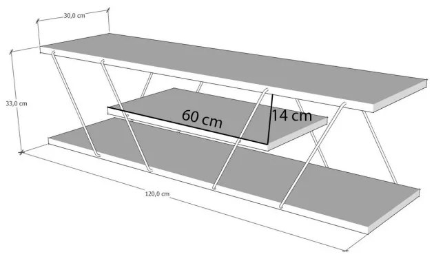 TV stolek CANAZ 120 cm žlutý/černý