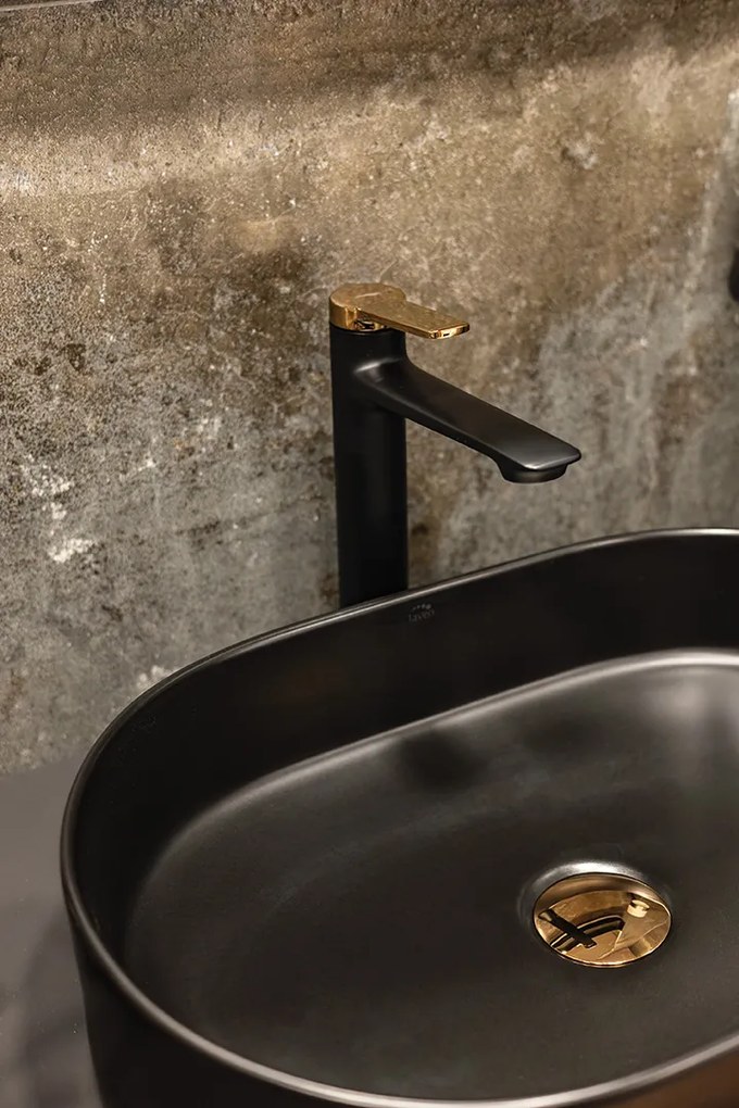 Laveo Desna, umyvadlo na desku 500x350x120 mm, černá matná, LAV-VUD_B250
