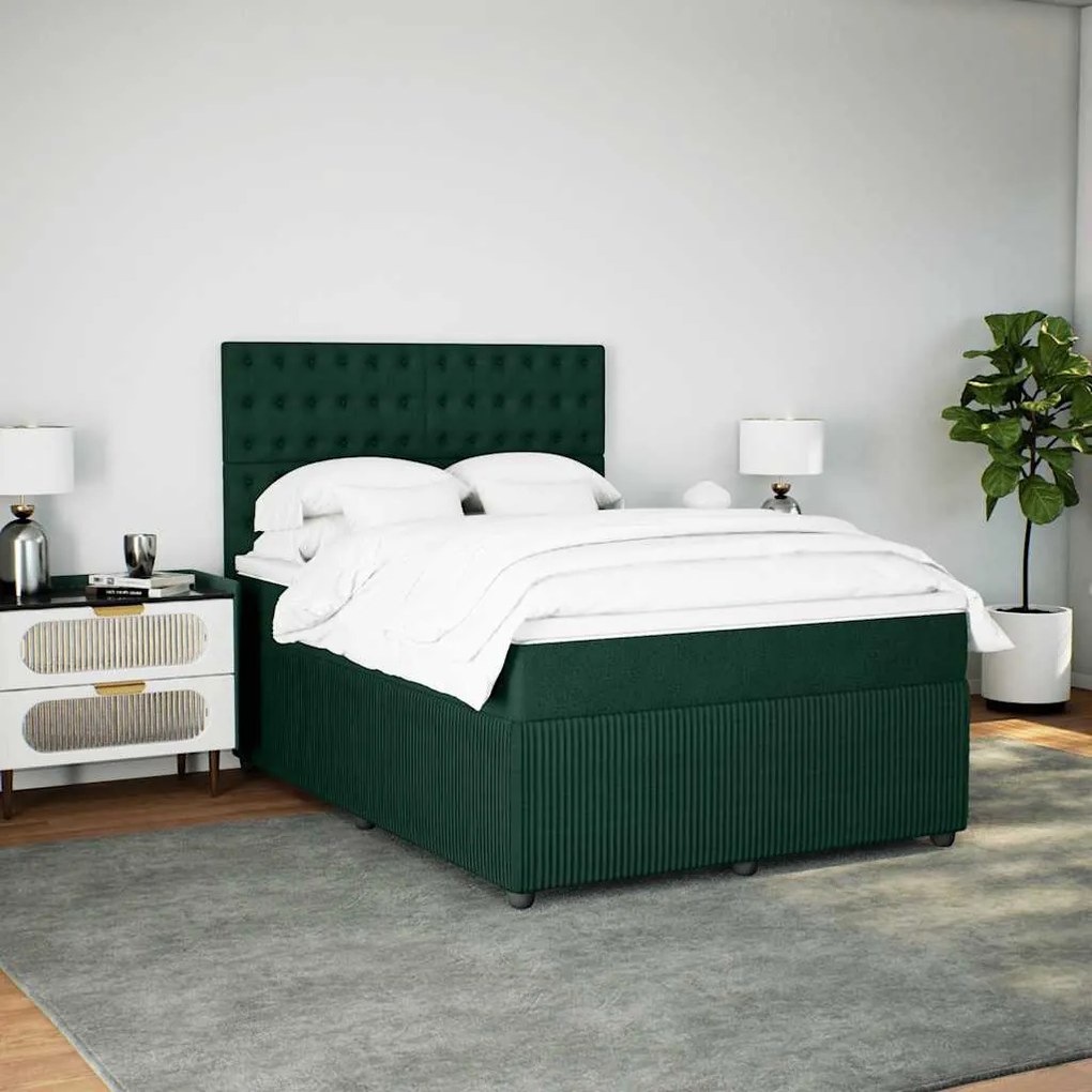 Box spring postel s matrací tmavě zelená 160x200 cm samet 3294697