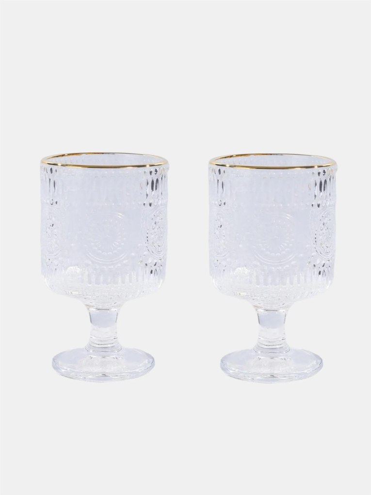 Sinsay - Sada sklenic s reliéfním vzorem a zlatým okrajem 2 pack - clear