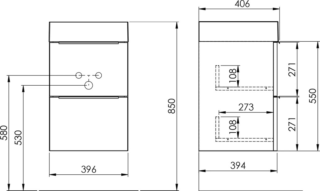 Sapho Sapho, EMONA umyvadlová skříňka 39,4x55x39cm, bílá lesk, EM040-3030