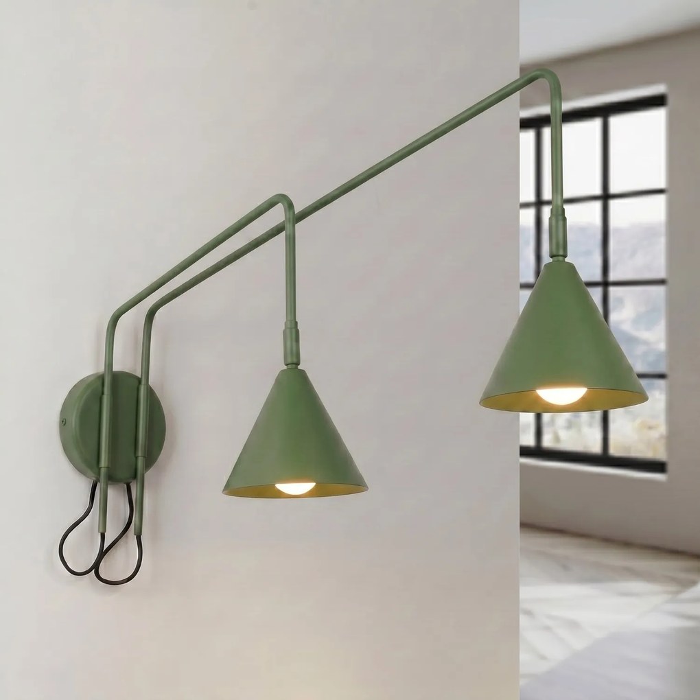 Sollux Lighting Nástěnné svítidlo NOX 2 olivově zelené s vypínačem