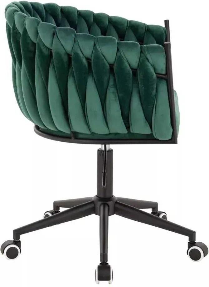 LuxuryForm DESIGN Otočná židle NORDEN VELUR na černé podstavě s kolečky - zelená