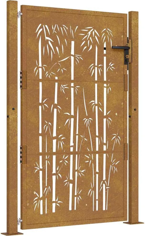 Zahradní branka 100 x 125 cm corten ocel bambusový design 153186