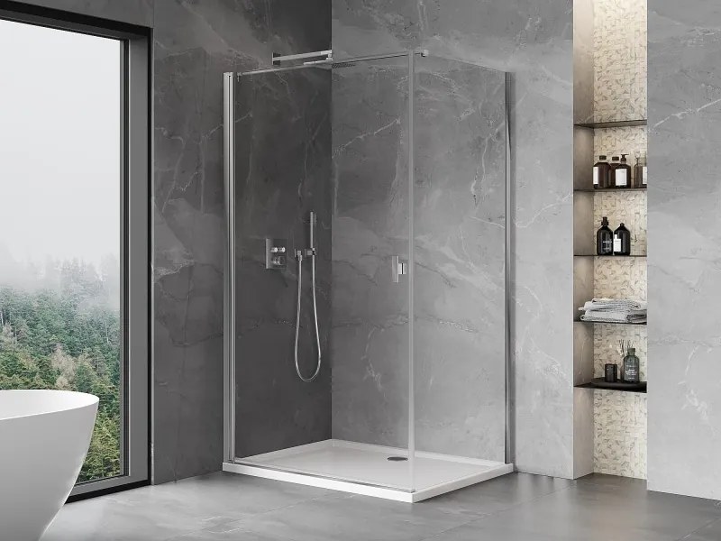 Mexen Mist-B, 1-křídlý výklopný sprchový kout 70 x 75 cm, čiré sklo, chromový profil, 8A2T-070-075-01-00
