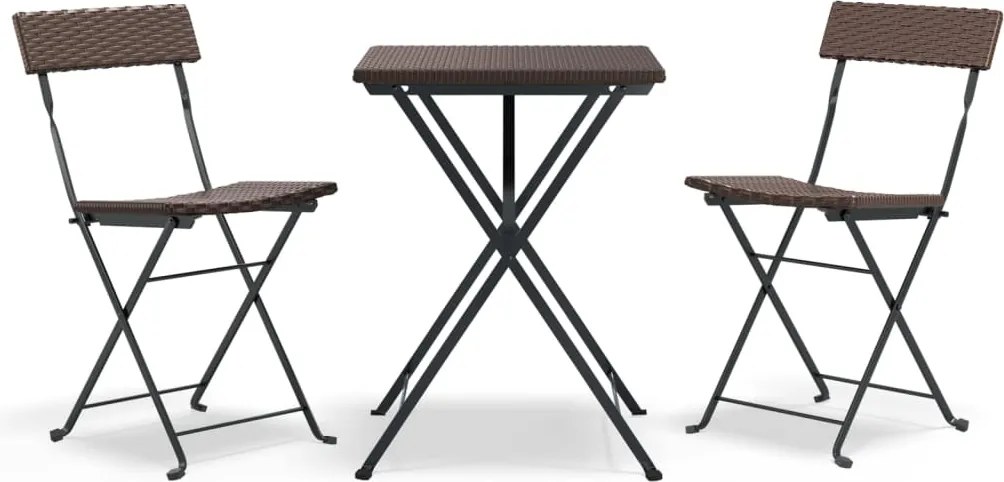 3dílný skládací bistro set hnědý polyratan 319990
