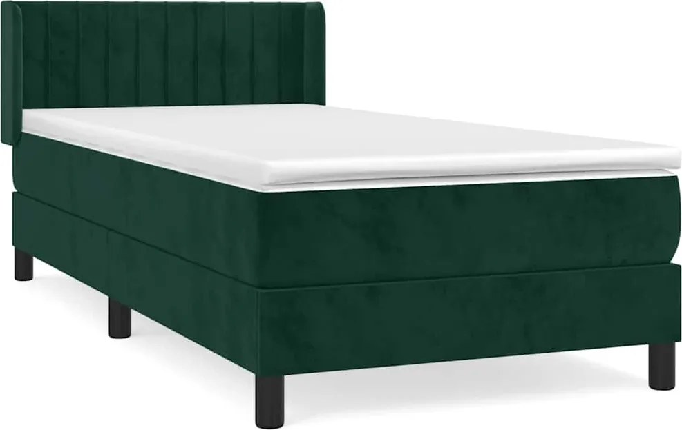 Box spring postel s matrací tmavě zelená 100x200 cm samet 3131066
