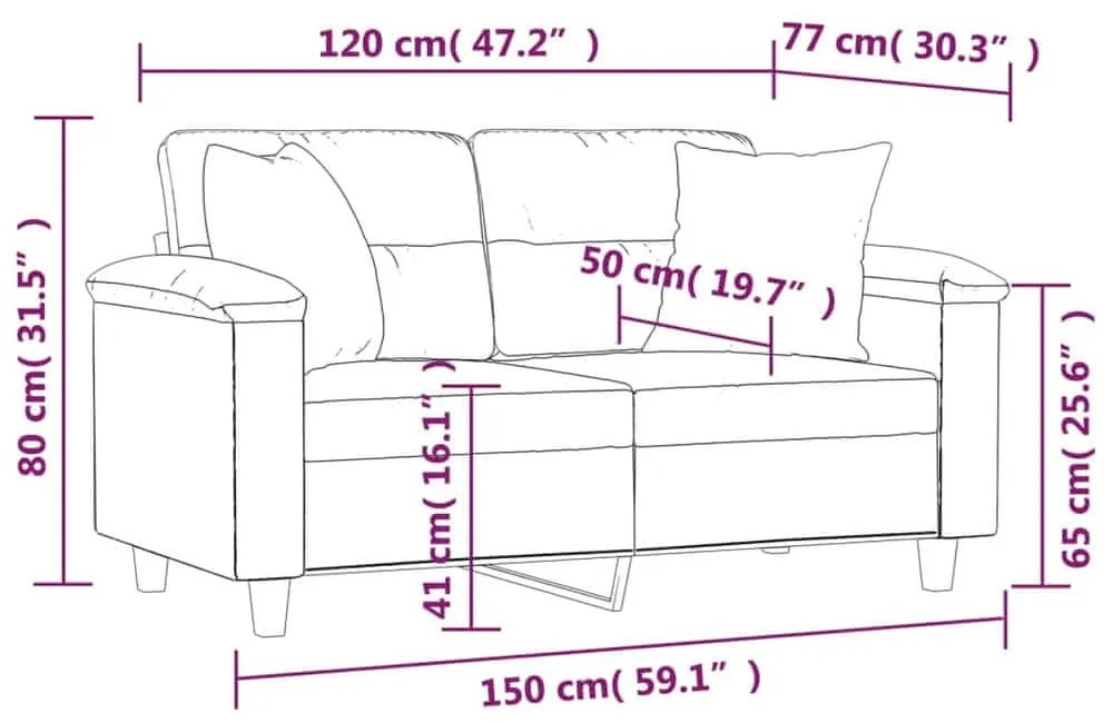 Petromila 2místná pohovka s polštáři taupe 120 cm tkanina z mikrovlákna