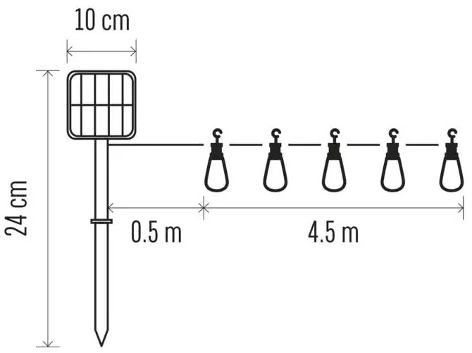 Solární vánoční světýlka party 10 ks LED