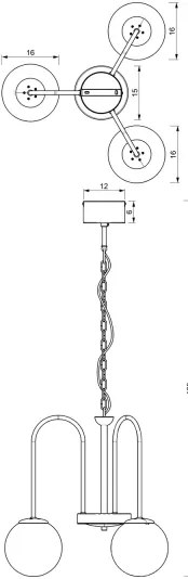 Lustr na řetězu CAMBRIDGE 3xE14/60W/230V černá