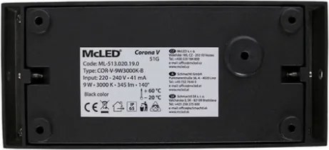 LED svítidlo McLED Corona V, 9W, 3000K, IP65, černá ML-513.020.19.0