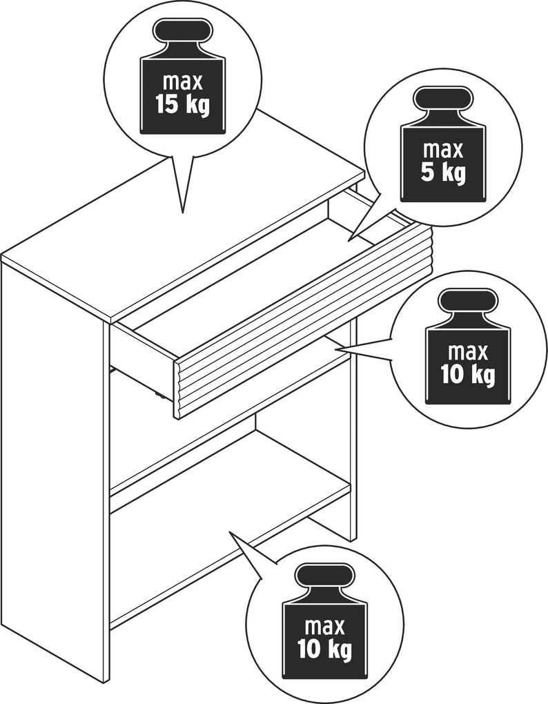 Tchibo - Konzolová skříňka se zásuvkou - barva: bílá