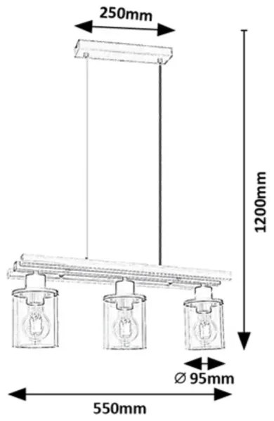 Rabalux 72083 - Lustr na lanku NIYLAH 3xE27/25W/230V