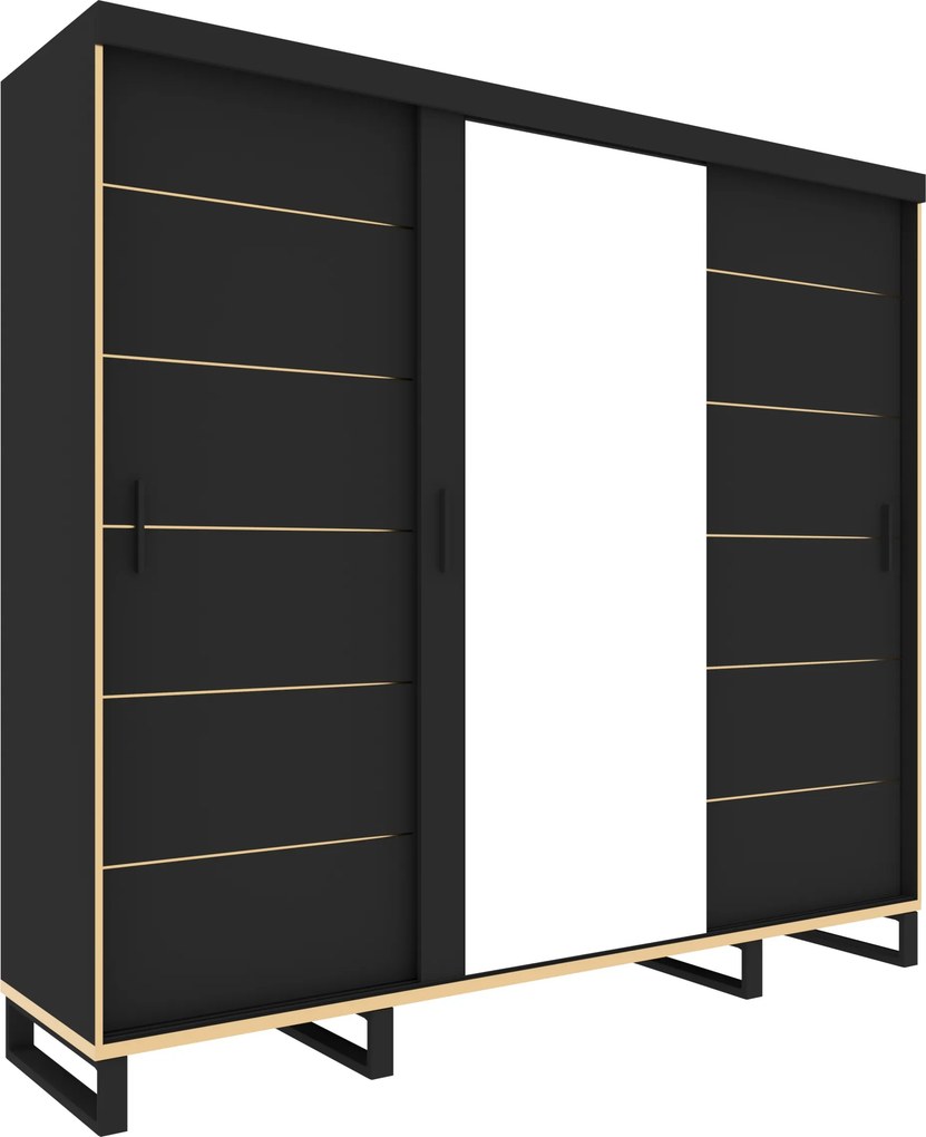 ARK Šatní skříň GOD, Černá/Zlatá 250 cm