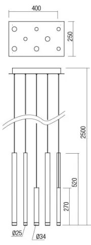 Redo 01-2049 - LED Lustr na lanku MADISON 8xLED/4W/230V lesklý chrom/černá/měď