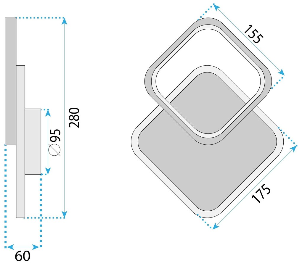 Toolight Toolight, LED nástěnné svítidlo 18W, 3000K, 500lm, LHJ080-W, bílá, OSW-50056