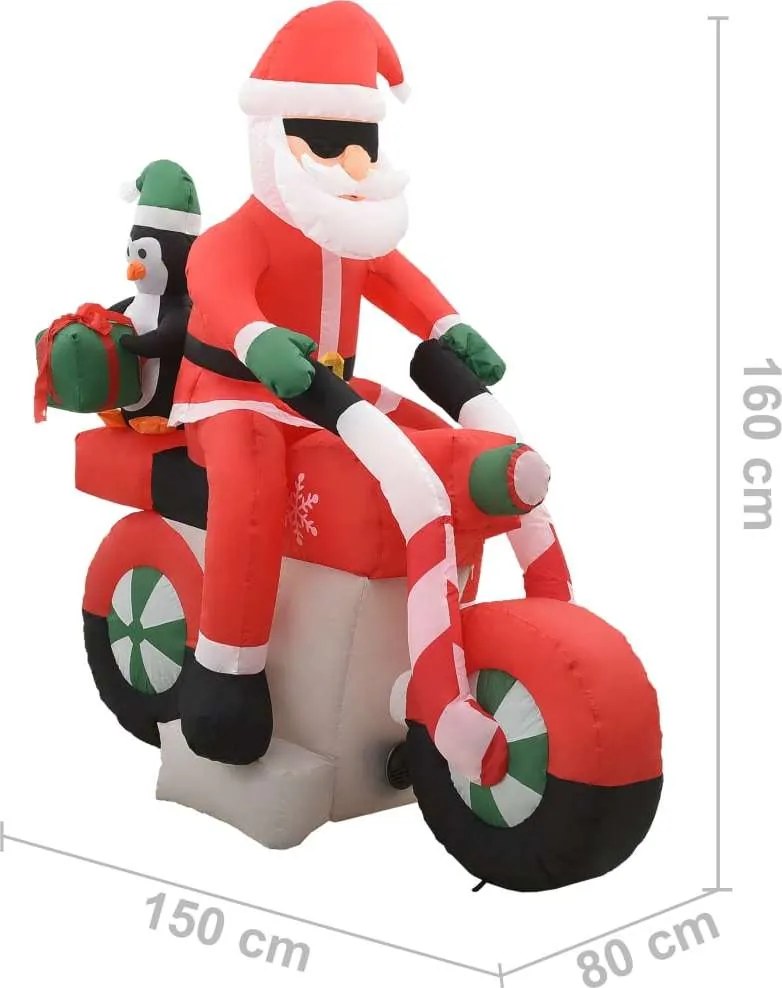 vidaXL Vánoční nafukovací Santa Claus na motorce s LED IP44 160 cm [289304]