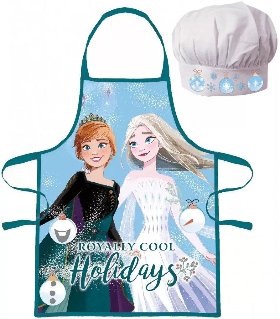 Vánoční zástěra s kuchařskou čepicí Ledové království - Frozen - 2 díly - pro děti 3 - 8 let
