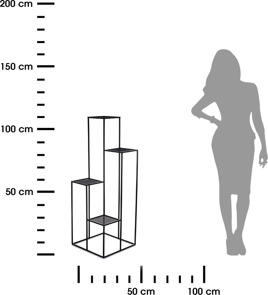 STOJAN NA KVĚTINÁČ KASKADA 110X40X40 CM ČERNÁ