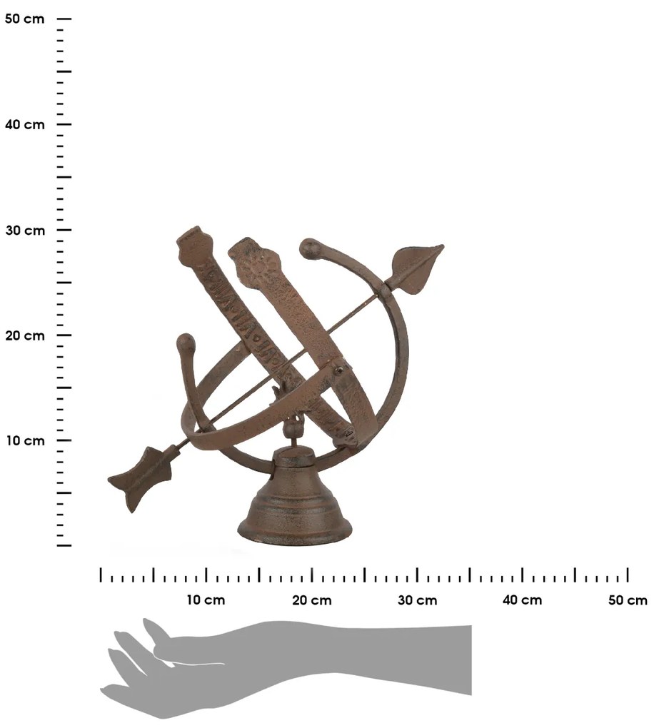 Sluneční hodiny Sofia, 29,5x26,5 cm, litina, hnědá