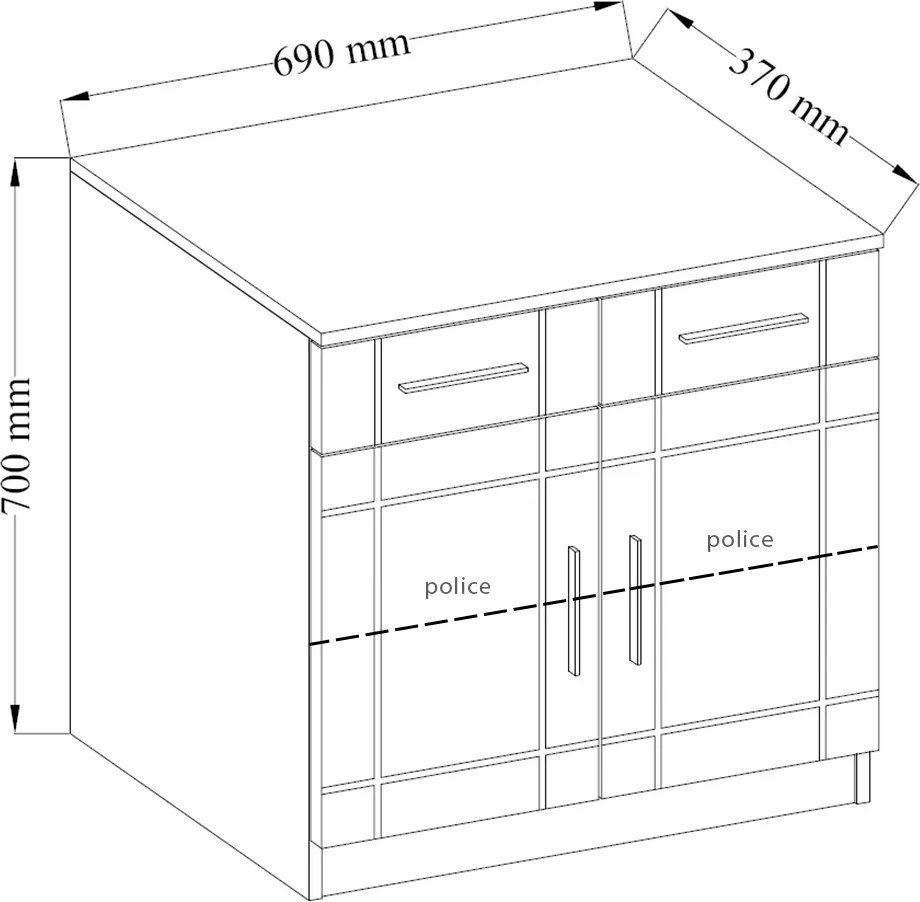 Obývací stěna PARIS + 2x komoda | 340 cm + 103,4 cm + 69 cm | sonoma