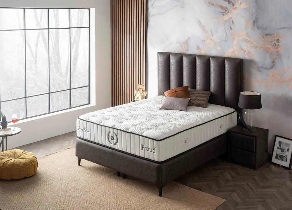 Čalouněná postel PROUD NEW s matrací - černá 140 × 200 cm