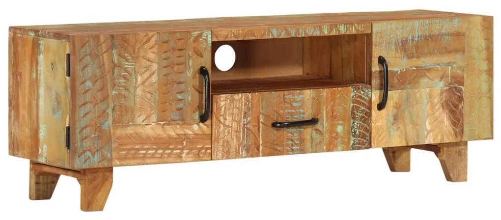 Ručně vyřezávaná TV skříň 120x30x40cm masivní recyklované dřevo - Default Title