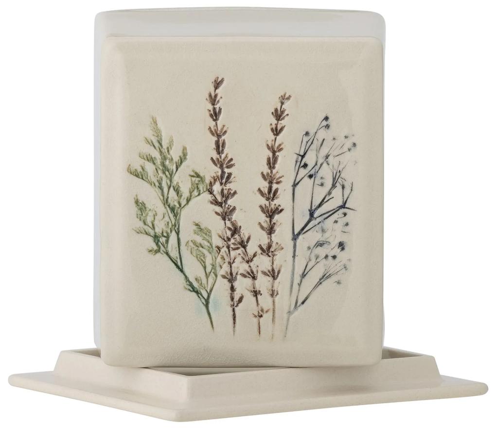 Bloomingville Kameninová máslenka Bea Nature, krémová barva, keramika
