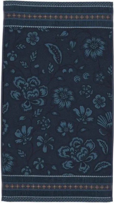 Pip Studio Jasmine Jacquard bavlněný froté ručník tmavě modrý 55x100 cm (ručník na vlasy 55x100cm z velmi kvalitního bavlněného froté)