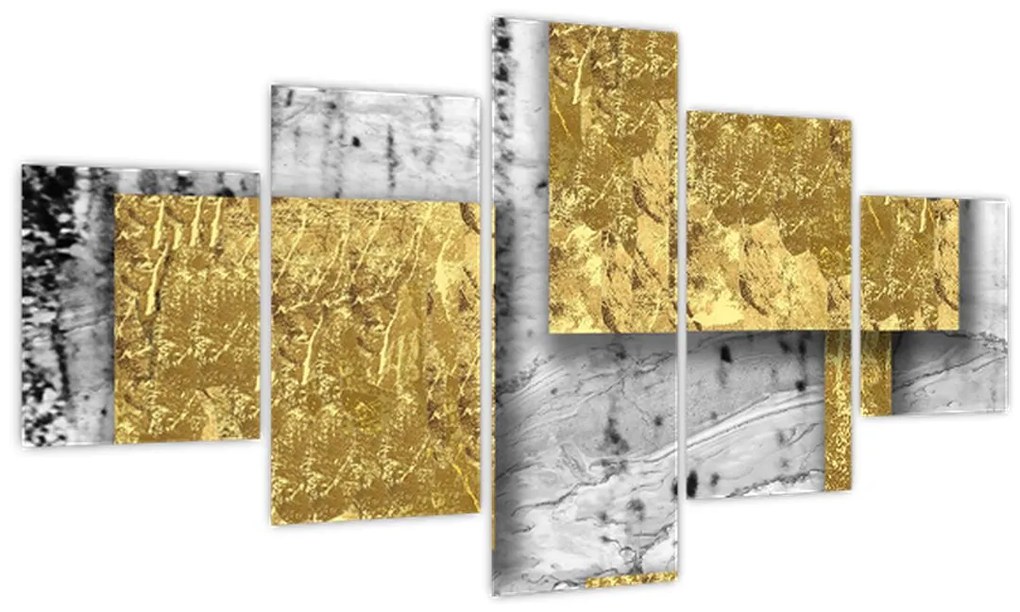 Obraz - Zlaté čtverce N⁰3 (125x70 cm)