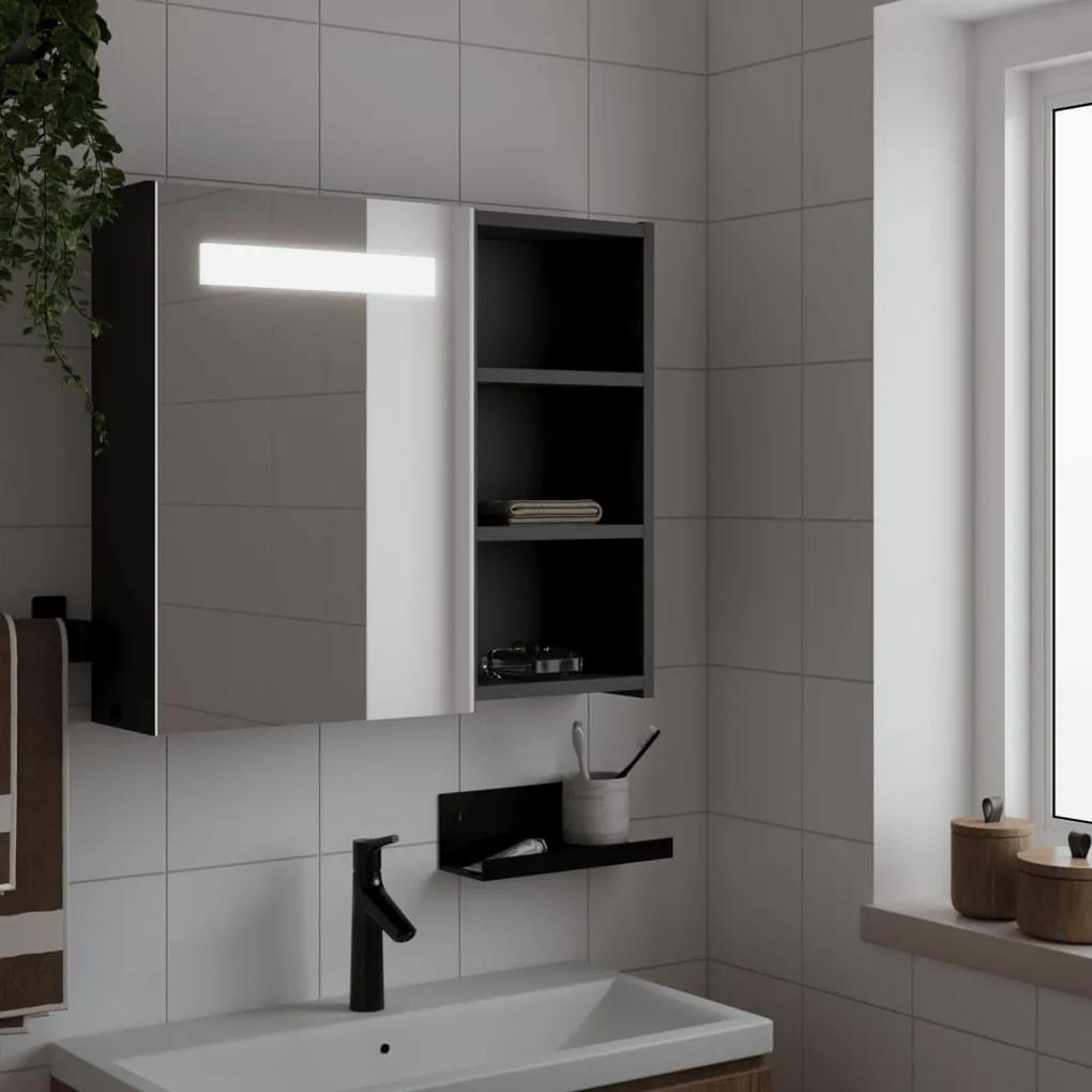 vidaXL Koupelnová zrcadlová skříňka s LED osvětlením černá 60x13x52 cm