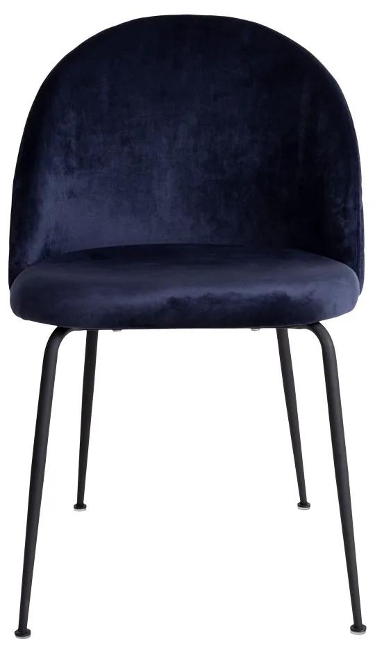Nordic Experience Sametová jídelní židle Louis tmavě modrá/černá