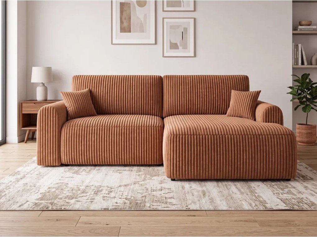 Rozkládací oboustranná sedací souprava do L NORDEN TILIA 250x140 cm, terakotová