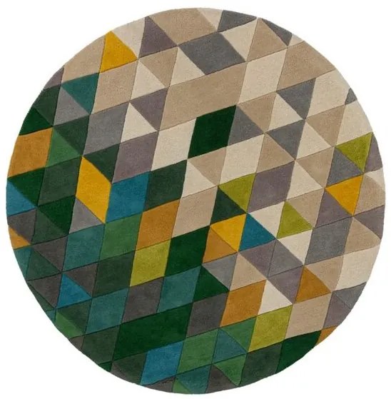 Flair Rugs koberce Ručně všívaný kusový koberec Illusion Prism Green/Multi kruh - 160x160 (průměr) kruh cm