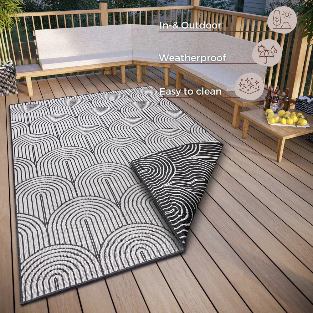 Černobílý venkovní koberec 200x290 cm Pangli Black – Hanse Home