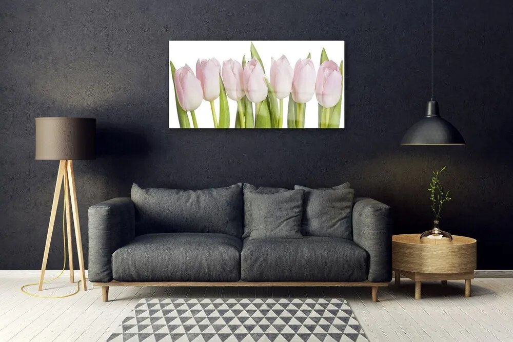 Obraz na skle Tulipány Květiny Rostlina 140x70 cm