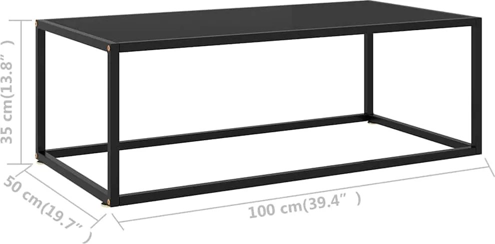 Konferenční stolek černý s černým sklem 100 x 50 x 35 cm 322880