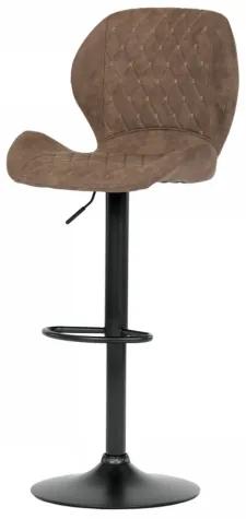 Židle barová hnědá COWBOY látka černá kovová podnož AUB-431 BR3