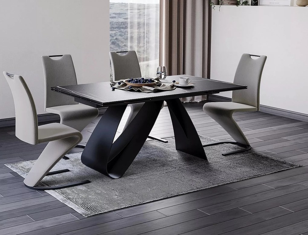 Jídelní rozkládací stůl Diuna 160/240 cm keramika černý mramor/černý