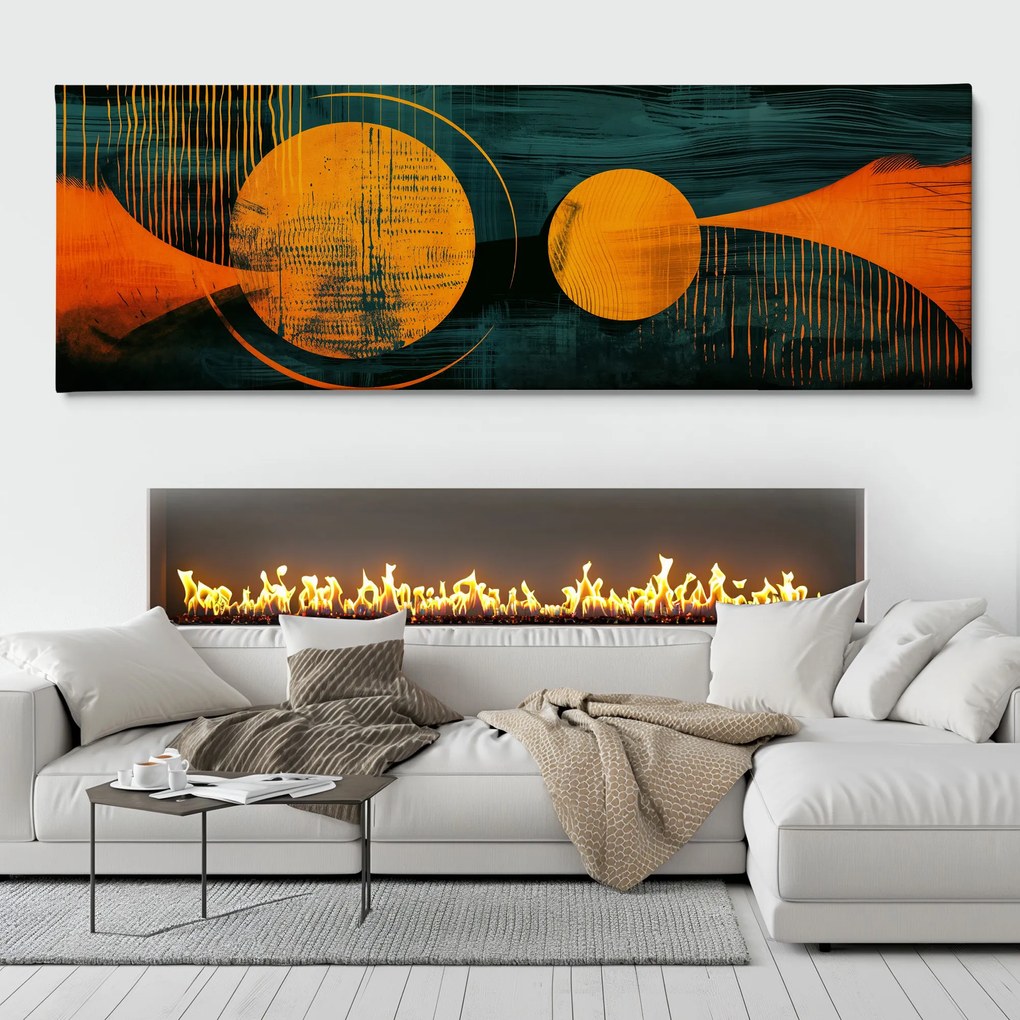 Obraz na plátně - Dvě kruhové interference FeelHappy.cz Velikost obrazu (šířka x výška): 180 x 60 cm