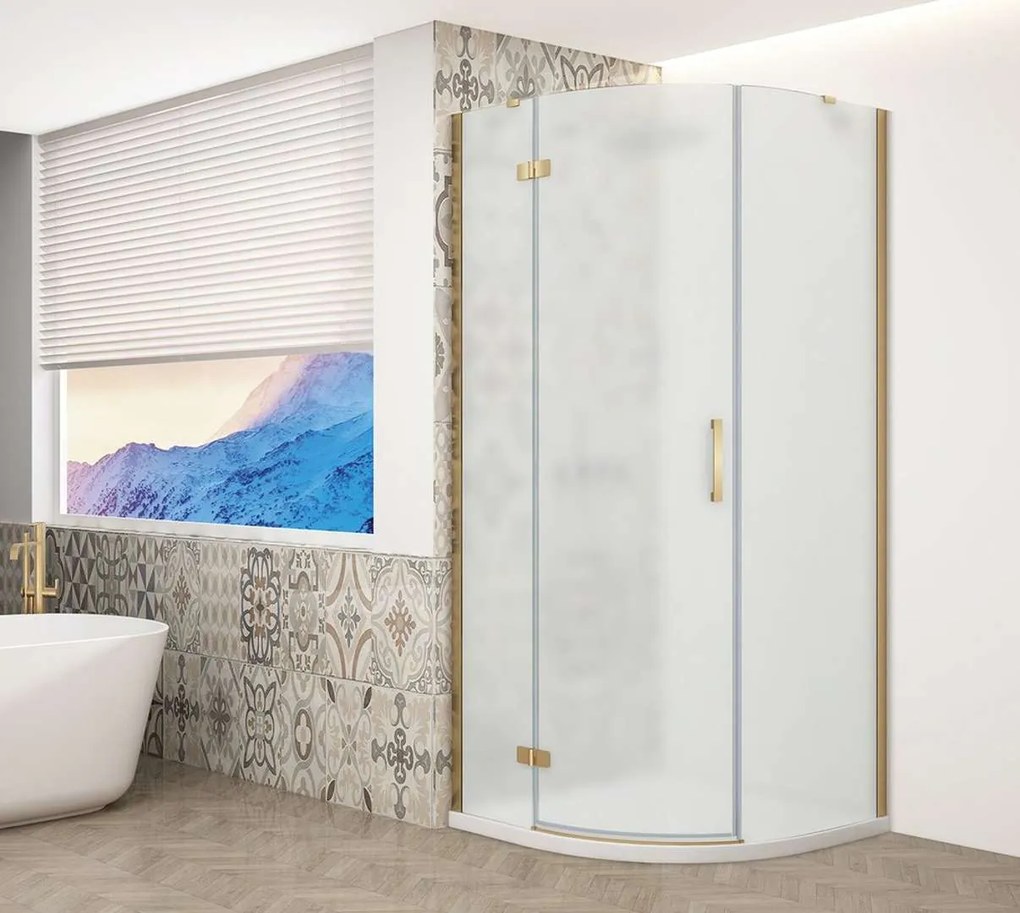 Gelco Trinity - Sprchový kout čtvrtkruhový 90x90 cm, levé, matné sklo/zlatá GT6590ML-G