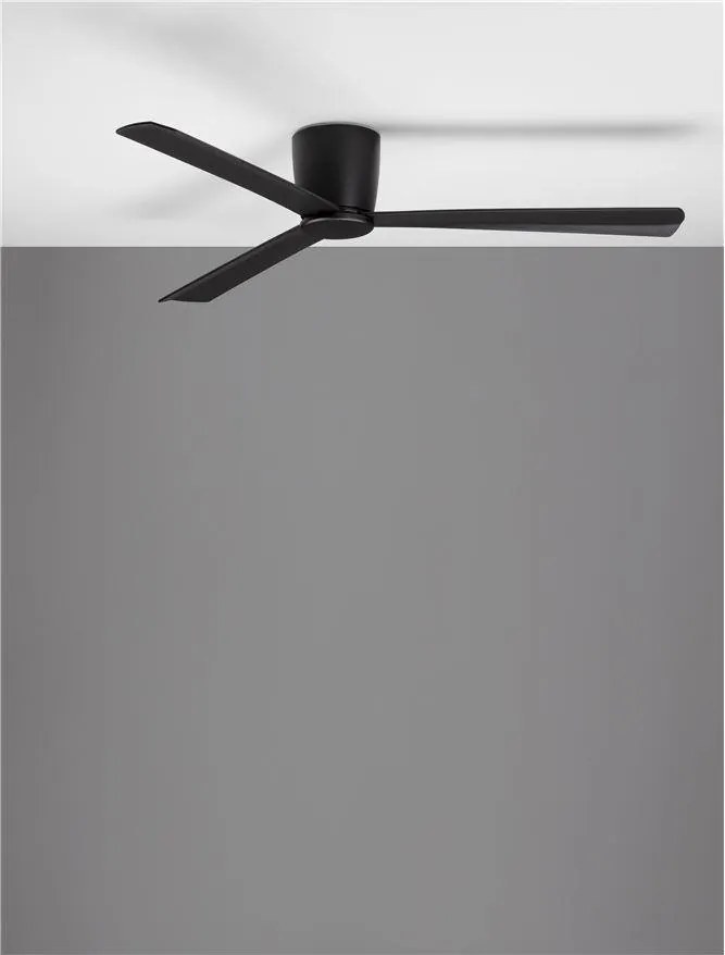 NV 9952330 Stropní ventilátor DELL tělo z hliníku matná černá 3ABS dřevěné listy - NOVA LUCE