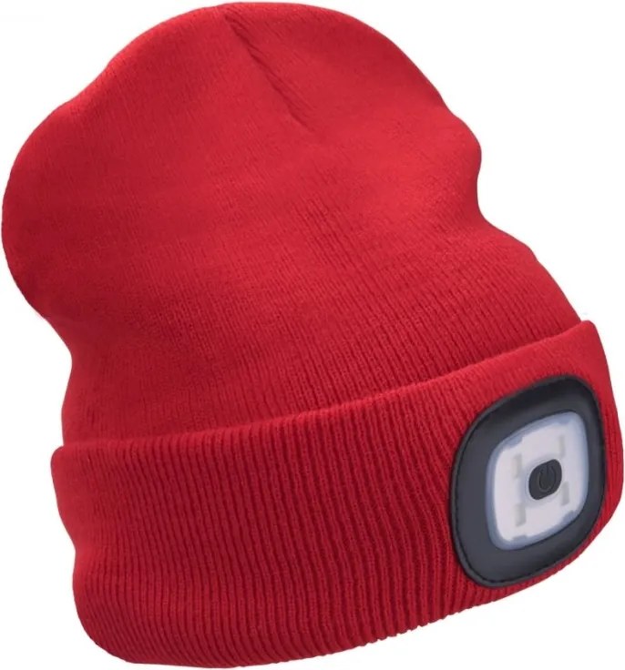 EXTOL LIGHT čepice s čelovkou 45lm, nabíjecí, USB, 43198, červená, univerzální velikost