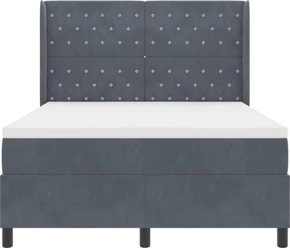 Postel s boxspringem s matrací Tmavě šedá 140 x 200 cm samet 3341955