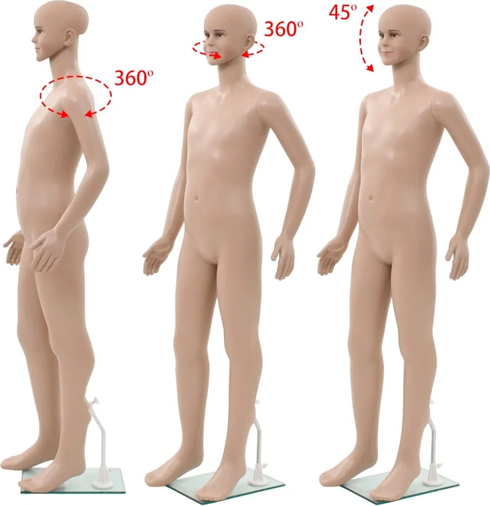 Dětská figurína celá postava základna ze skla béžová 140 cm 142931
