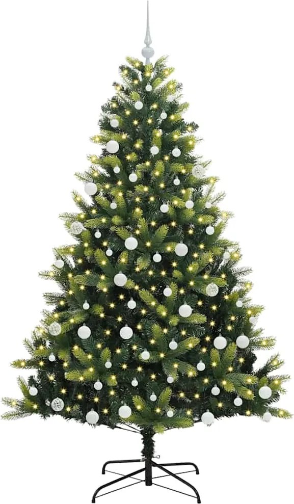 Umělý skládací vánoční stromeček 300 LED Zelená 180 cm PVC a PE 3395994