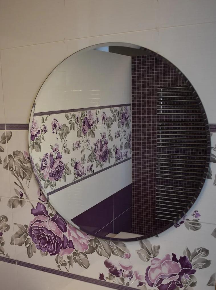 AMIRRO Zrcadlo na zeď dveře chodbu do pokoje ložnice koupelny předsíně kulaté nástěnné závěsné OPAL kruh Ø 50 cm s fazetou 10 mm 710-143