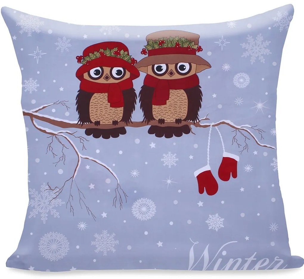 Povlak na polštář DecoKing Winter Owl 80x80 modrý, velikost 80x80